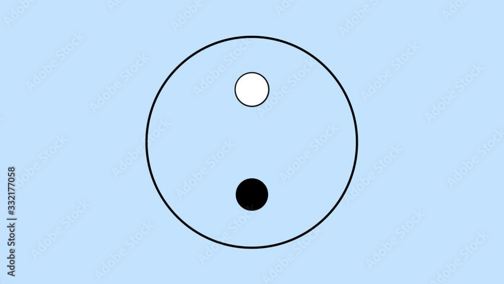 Yin yang symbol animation. Appearance of a black and white sign from ...