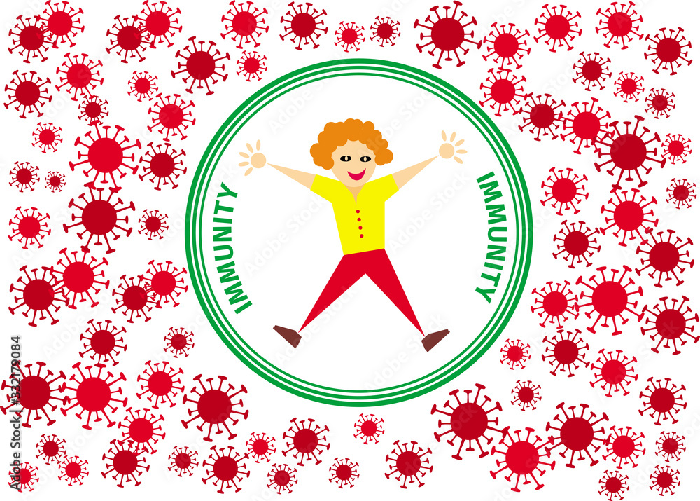 Joyful cartoon boy in the center of the circle with the inscription ...