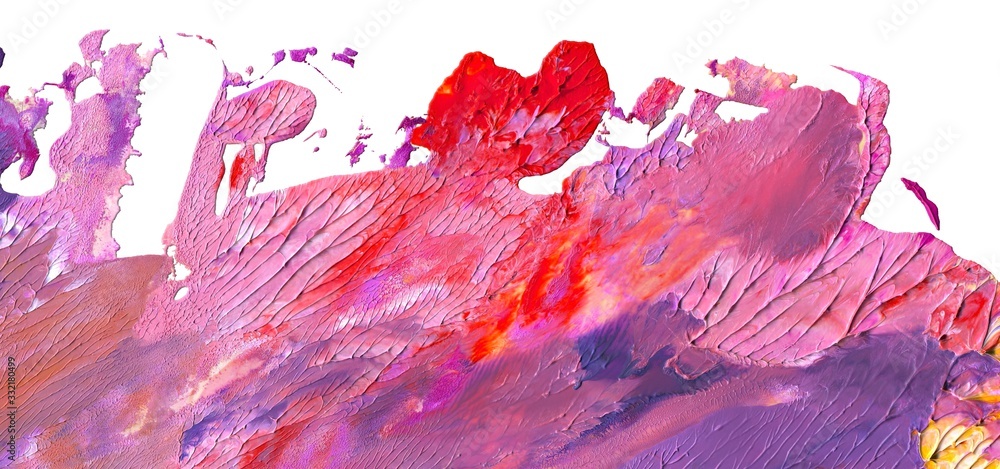 Red oil paint textures isolated on white as color abstract background ...