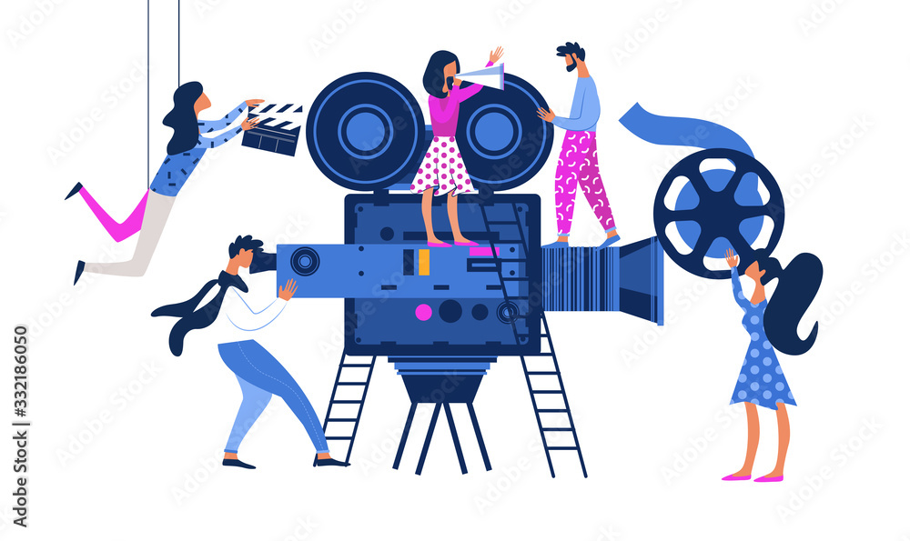 Movie Making Process Metaphor with Operator Using Huge Video Camera and ...