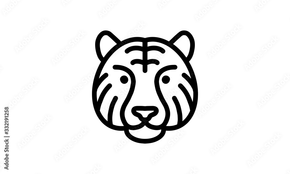 Tiger vector line icon, animal head vector line art, isolated animal ...