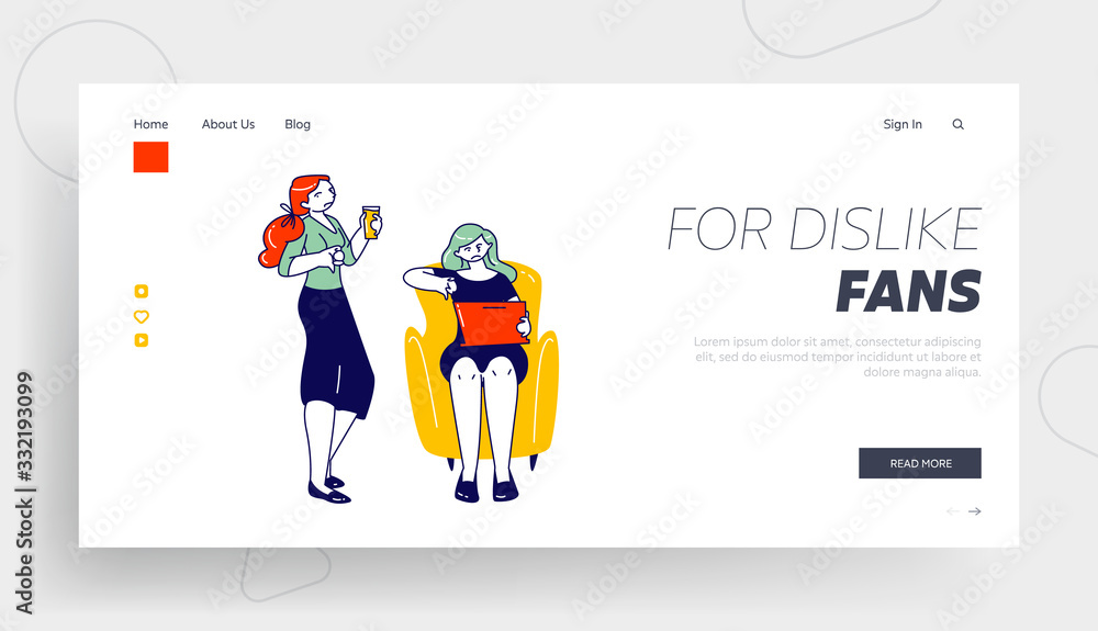 Negative Opinion or Feeling Landing Page Template. Female Characters ...