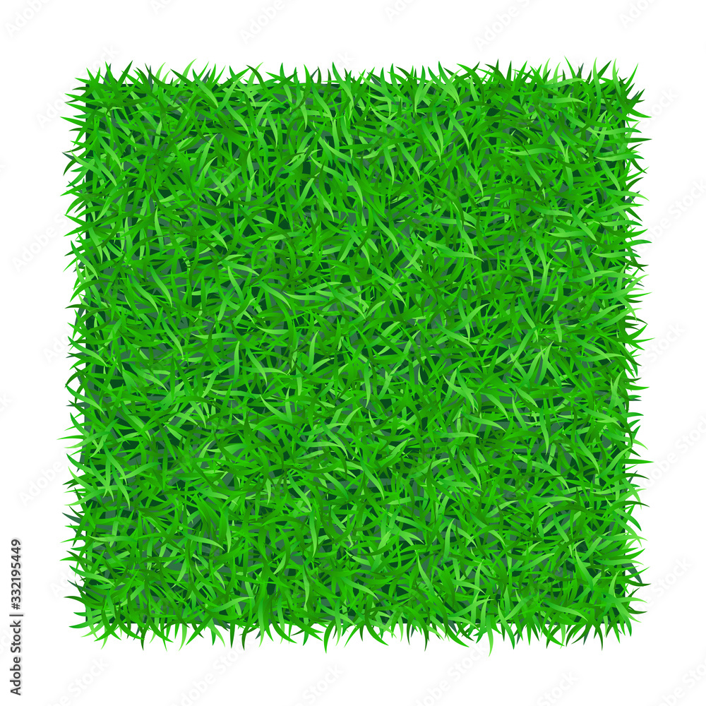 Green Grass Square Isolated On White Background 3d Lawn Greenery Nature Frame Soccer Field