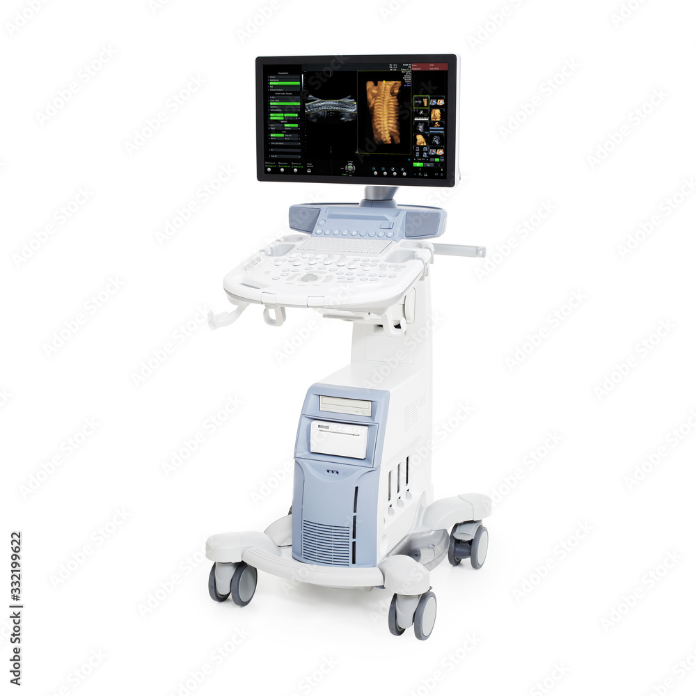 Portable Ultrasound Machine Isolated on White Background. Diagnostic ...