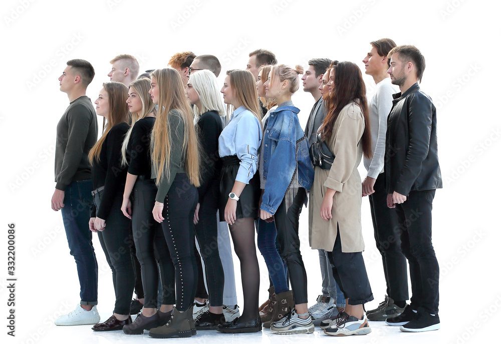 side view. an organized group of young people Stock Photo | Adobe Stock