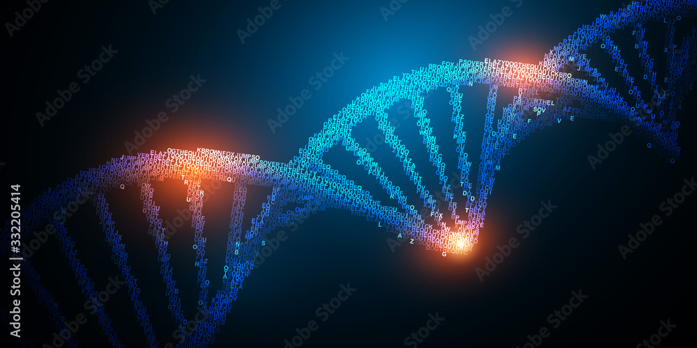 Human dna virus infection .Glowing neon DNA chain.Biotechnology ...