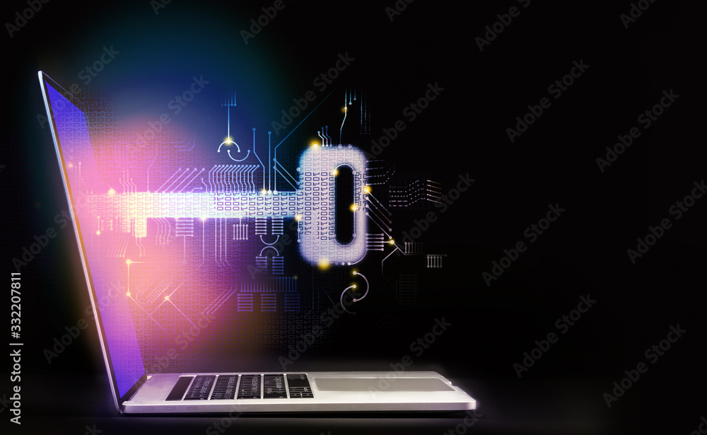 Cyber Security Key And Digital Security System Concept Digital Key Unluck The Laptop Computer