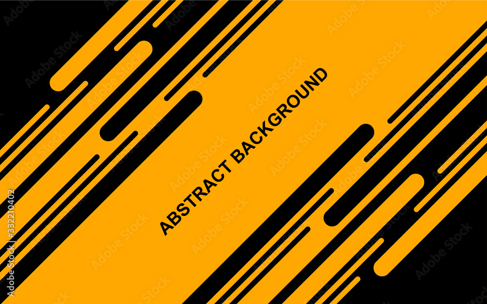 Abstract yellow and black shapes overlapping layers on black background ...