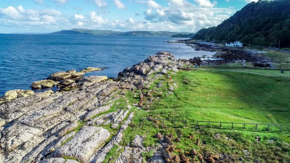 Vidéo Stock Atlantic coast, Northern Ireland. Garron Point. Geological ...