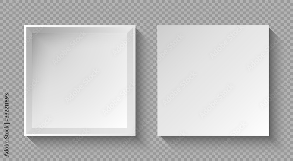 Realistic box top view with shadow on transparent background. 3d carton ...