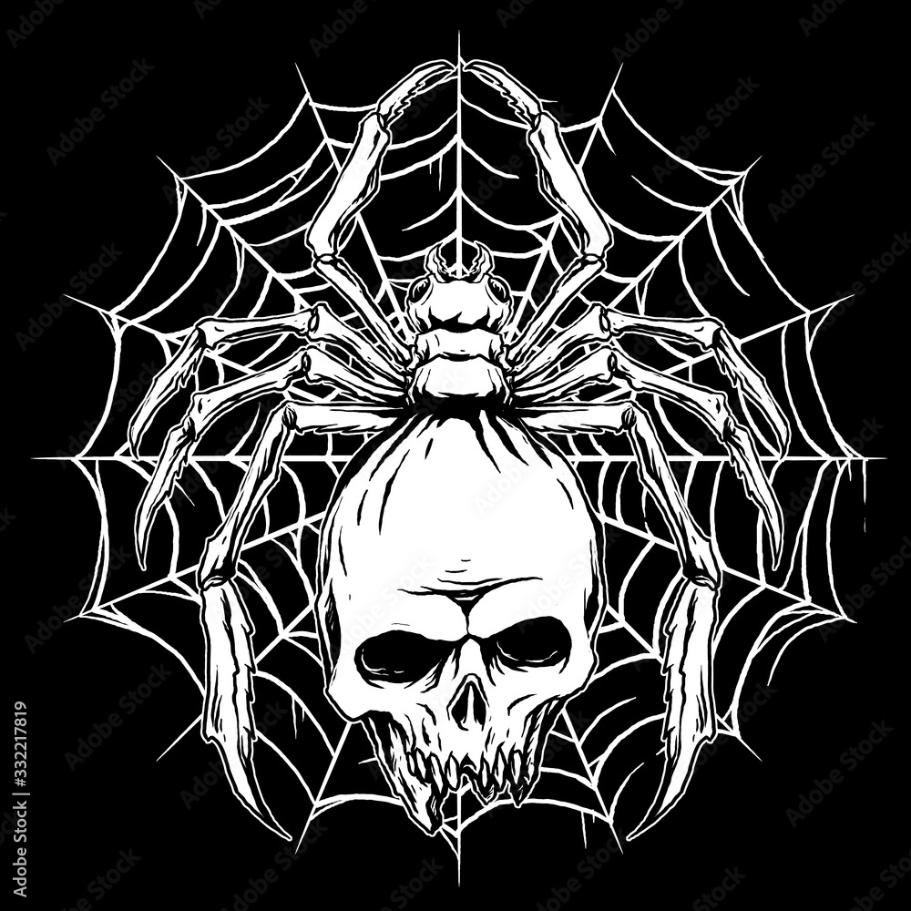 vector of spider with skull illustration Stock Vector | Adobe Stock