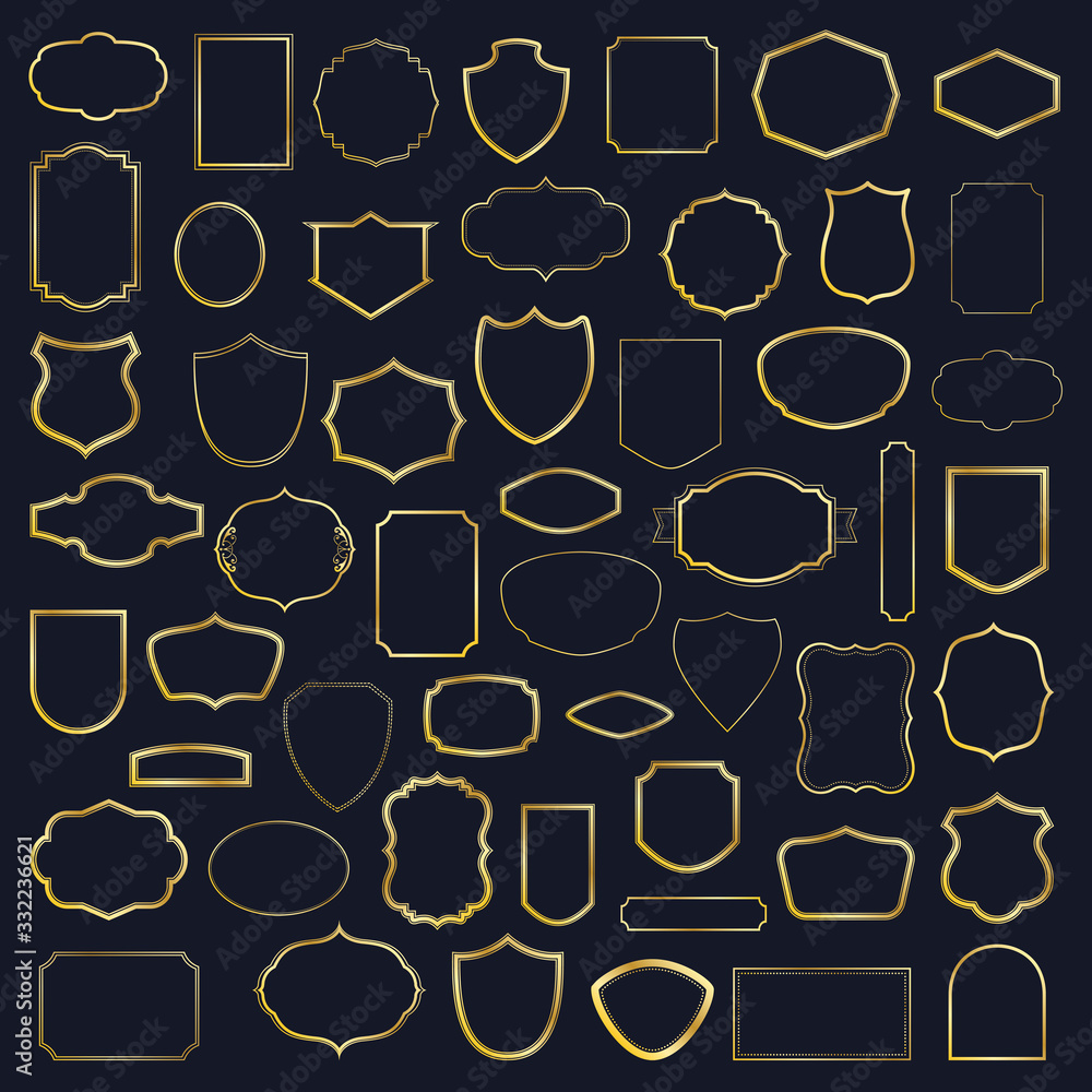 Vector gold frames and borders set. Ornamental photo and art frames ...