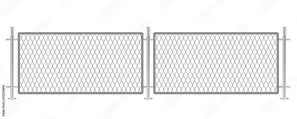 Ring fence barrier isolated on white background. Rhomb-net type of a ...
