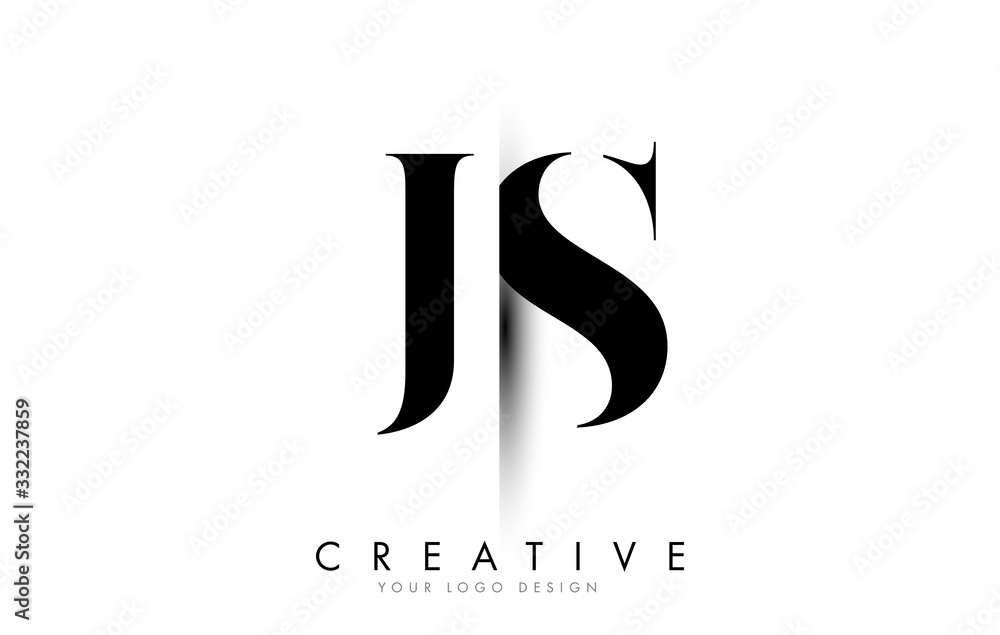 JS J S Letter Logo with Creative Shadow Cut Design. Stock Vector ...