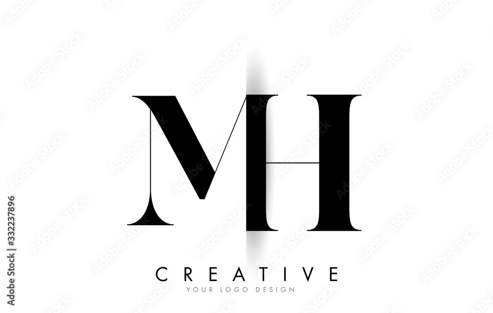 MH M H Letter Logo with Creative Shadow Cut Design. Stock Vector ...