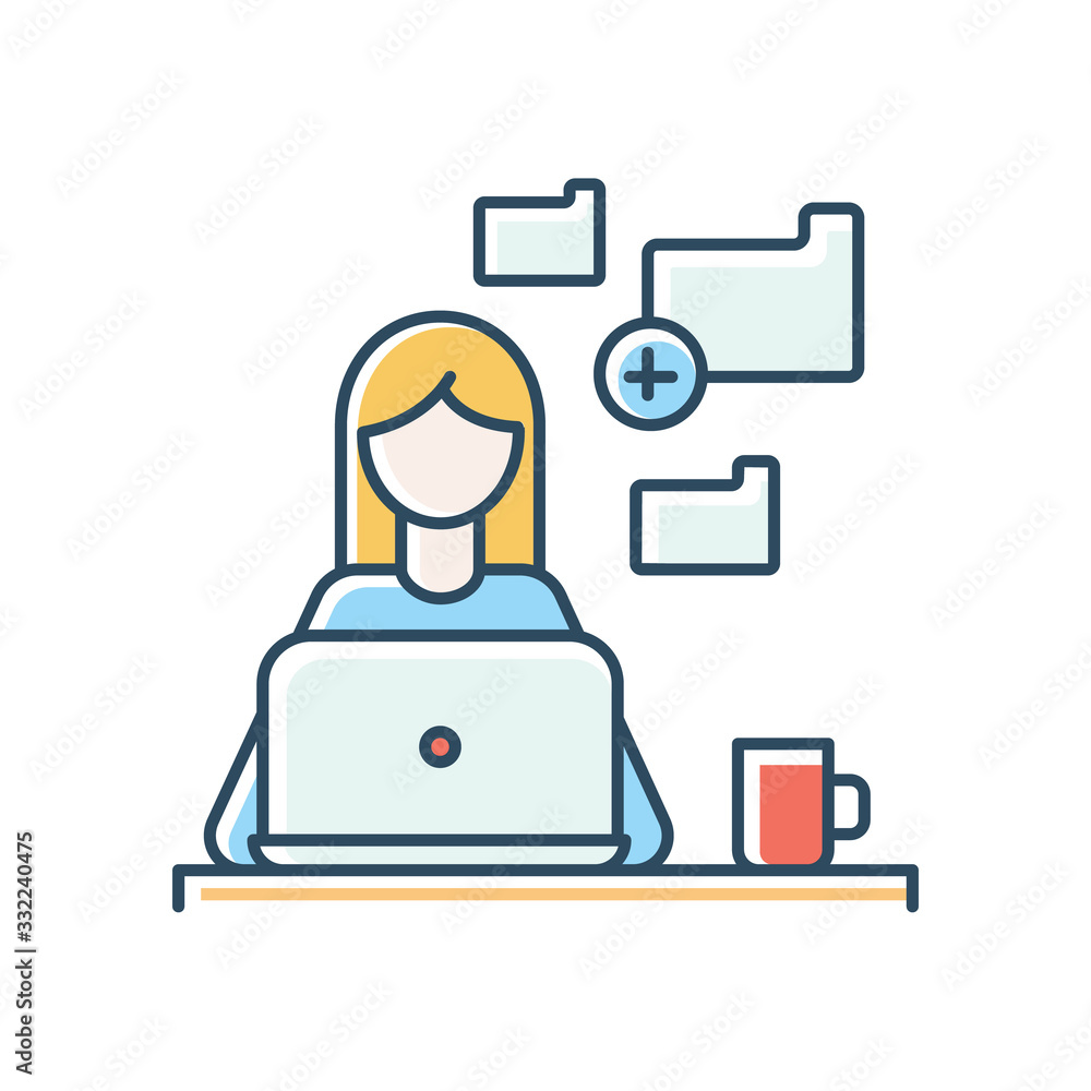 Data entry jobs blue RGB color icon. Converting image to text, copying ...