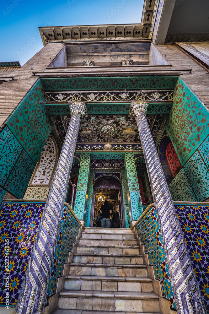 Stairs to Diamond Hall, one of the buildings of famous Golestan Palace ...