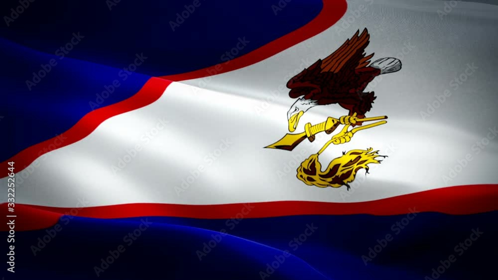 American Samoa island flag Motion Loop video waving in wind. Realistic ...