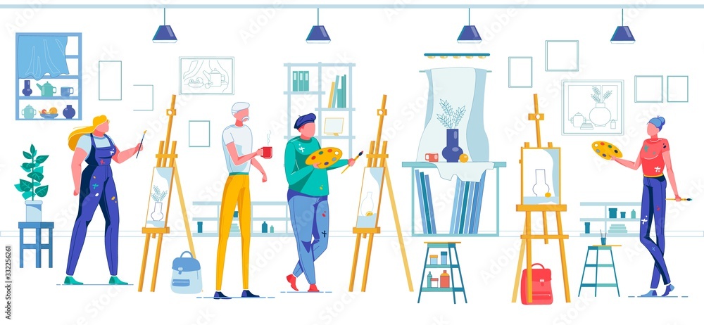 Still Life Drawing Class in Fine Arts College Stock Vector | Adobe Stock