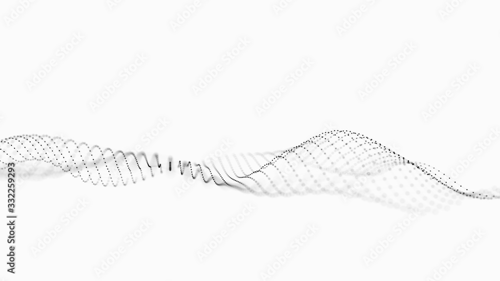 Wave 3d. Wave of particles. Futuristic point wave. Design for poster ...