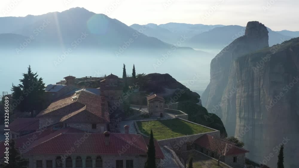 Aerial view of monastery Trinity and breathtaking pictures of valley ...