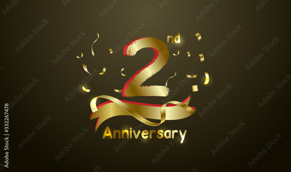 Anniversary celebration background. with the 2nd number in gold and ...