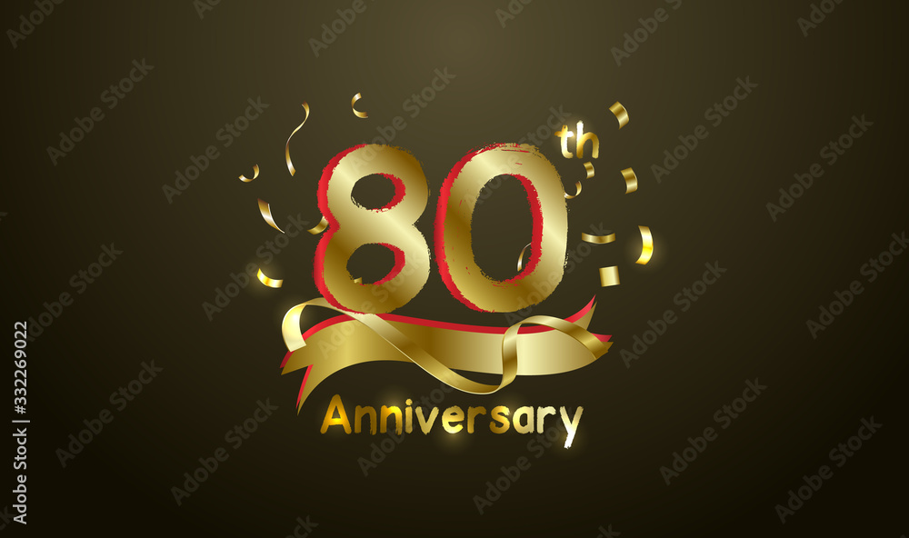 Anniversary celebration background. with the 80th number in gold and ...