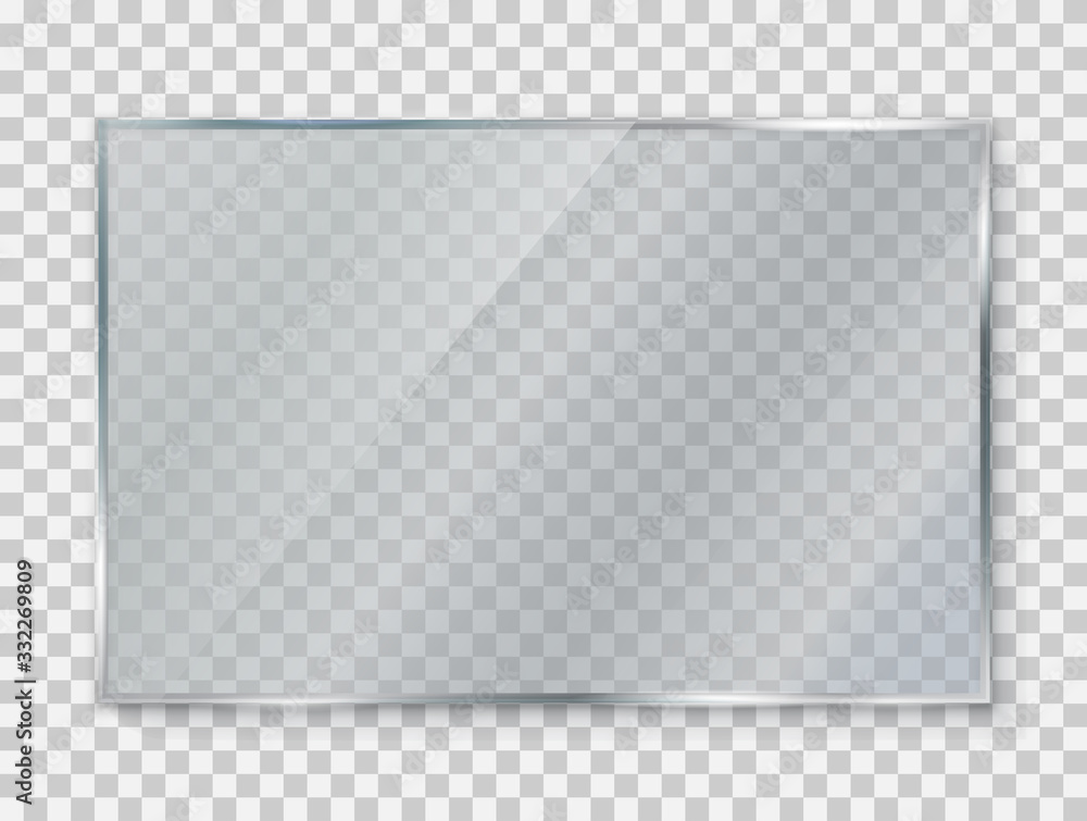 Glass plate on transparent background, clear glass showcase, realistic ...