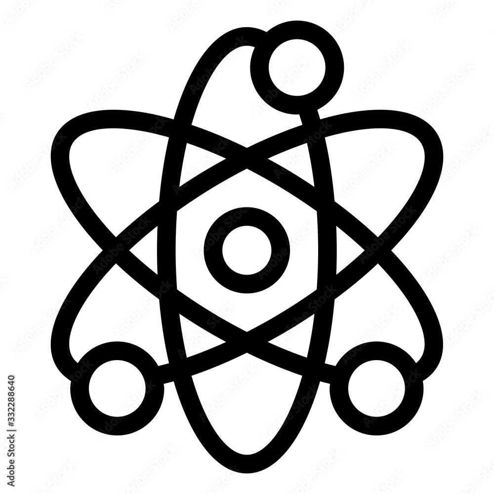 Atom icon. Physics atom model. Nucleus, proton, electron illustration ...