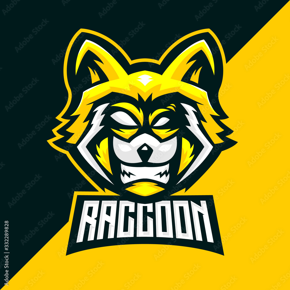 yellow raccoon mascot logo design , suspicious raccoon Stock Vector ...