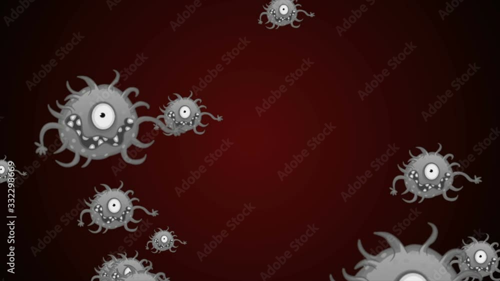 Medical illustration 2d, 3d animation background of cells, bacteria ...