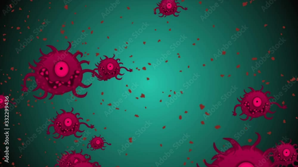 Medical illustration 2d, 3d animation background of cells, bacteria ...