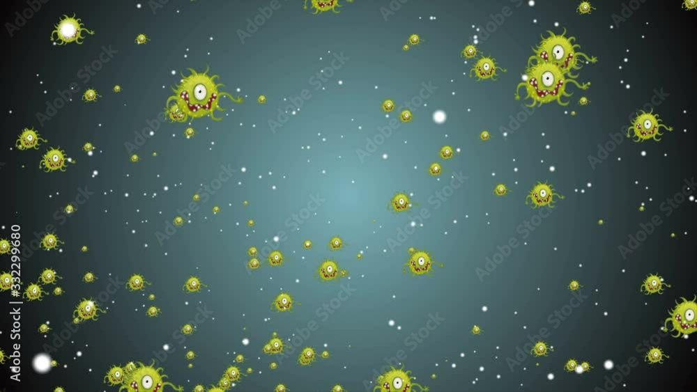 Medical illustration 2d, 3d animation background of cells, bacteria ...