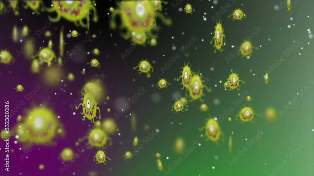 Medical illustration 2d, 3d animation background of cells, bacteria ...