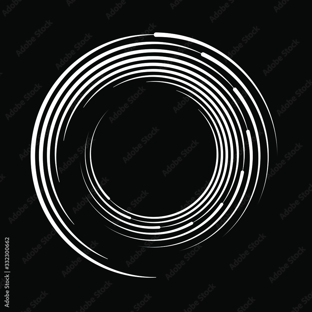 White different stripes in circle form. Geometric art. Trendy design ...