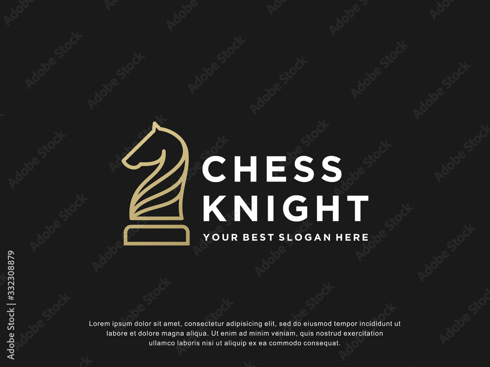 chess knight logo.strategy logo.modern design.line style.vector ...