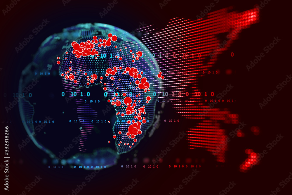 infection area of covid virus on world map ,3d illustration Stock ...