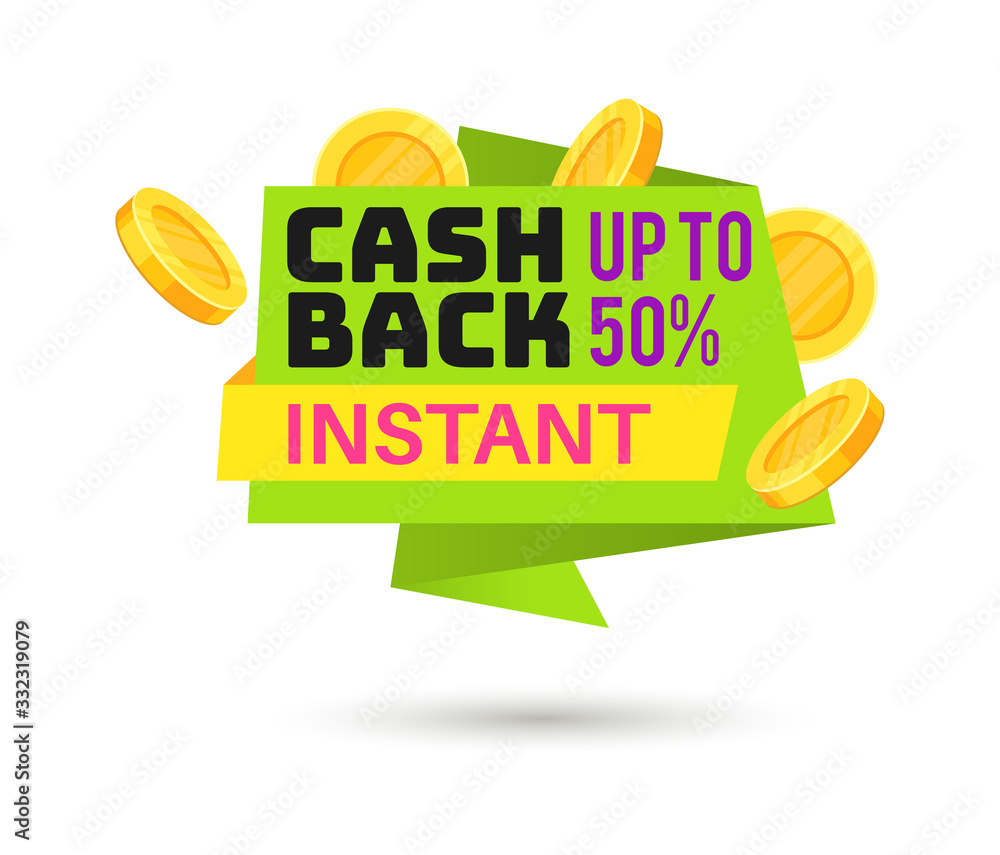 Cashback label. Symbol of sale shopping tag and saving money label ...
