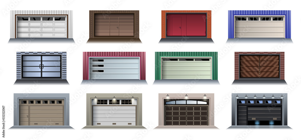 Garage door vector realistic set icon.Vector illustration roller gate ... Garage door vector realistic set icon.Vector illustration roller gate ...