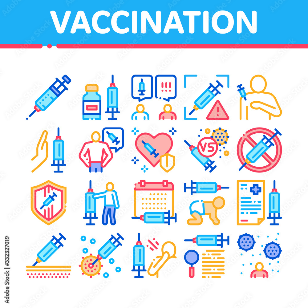 Vaccination Syringe Collection Icons Set Vector. Healthcare Vaccination ...