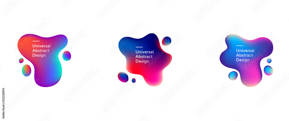 Abstract flowing liquid shapes set. Wavy forms, fluid elements ...