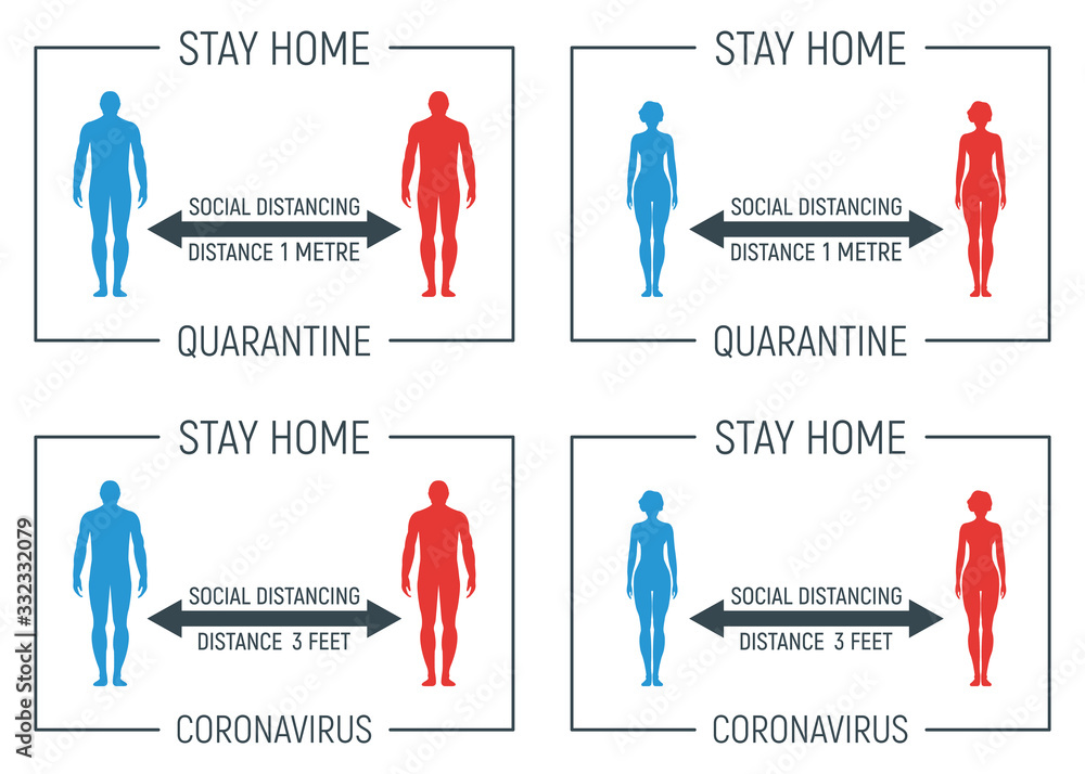 Stay home and social distancing banner, label epidemic coronavirus ...