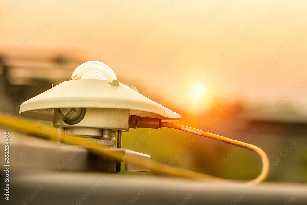 pyranometer for measuring irradiance in solar farm with the orange ...