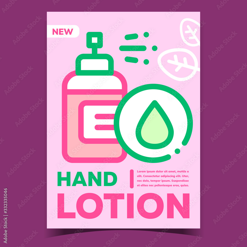 Hand Lotion Creative Advertising Banner Vector. Bottle Spray With ...
