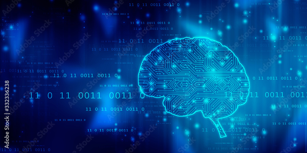 2d illustration Concept of thinking, background with brain, Abstract ...