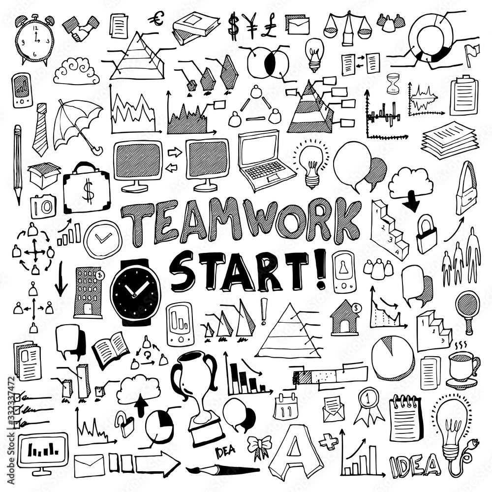 Business doodle set. Drawing vector illustration hand drawn eps10 Stock ...
