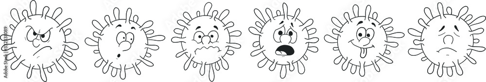 Covid-19 Coronavirus flu virus bacterium sign symbol hand drawing ...
