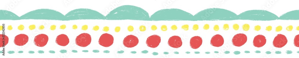 Seamless border abstract doodle shapes. Repeating childish pattern with ...