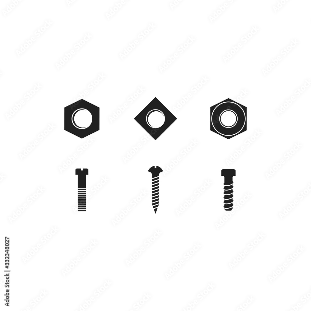 bolt , nut and screw vector icon Stock Vector | Adobe Stock