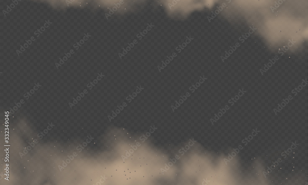Dust cloud, sand storm, powder spray on transparent background. Desert ...